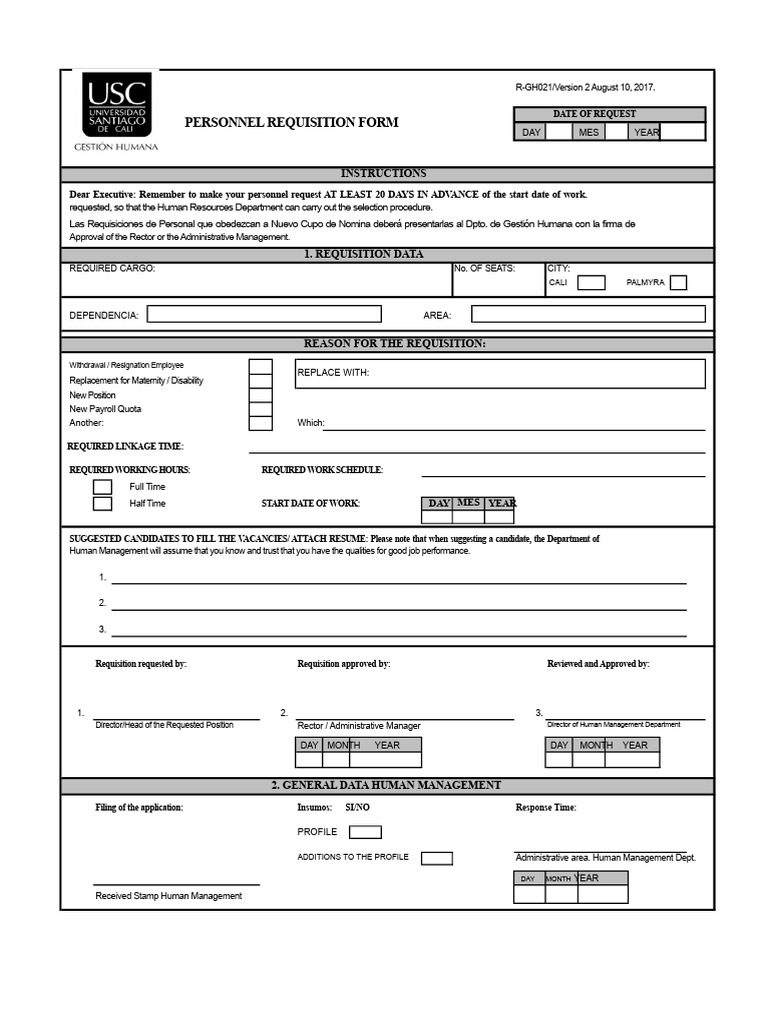 Personnel Requisition Format | PDF | Labor | Labor Relations