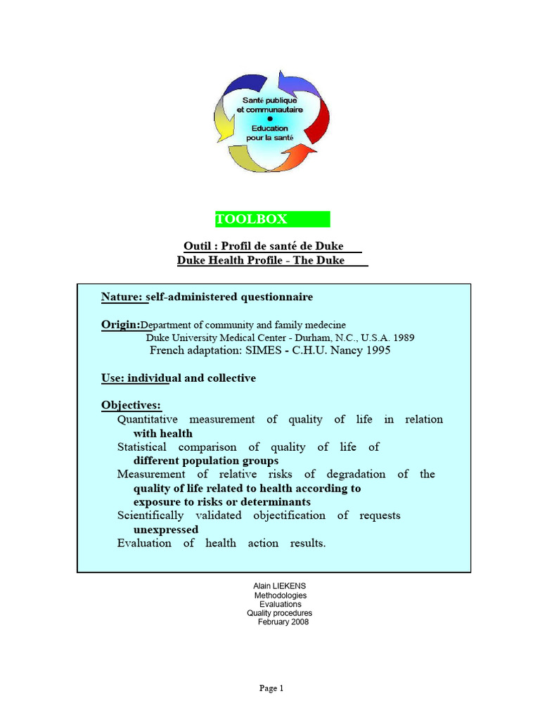 Duke Health Profile | PDF | Behavioural Sciences | Psychological Concepts