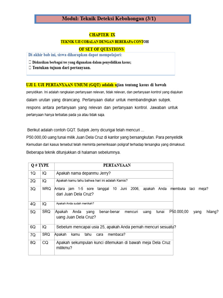 Bab Ix - Teknik Uji Dengan Beberapa Contoh Set Soal | PDF