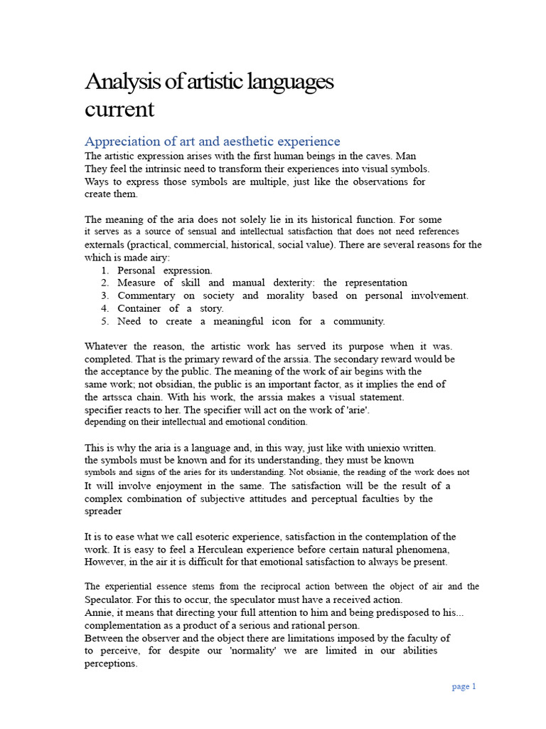 Analysis of Current Artistic Languages 2 | PDF | Semantics | Aesthetics