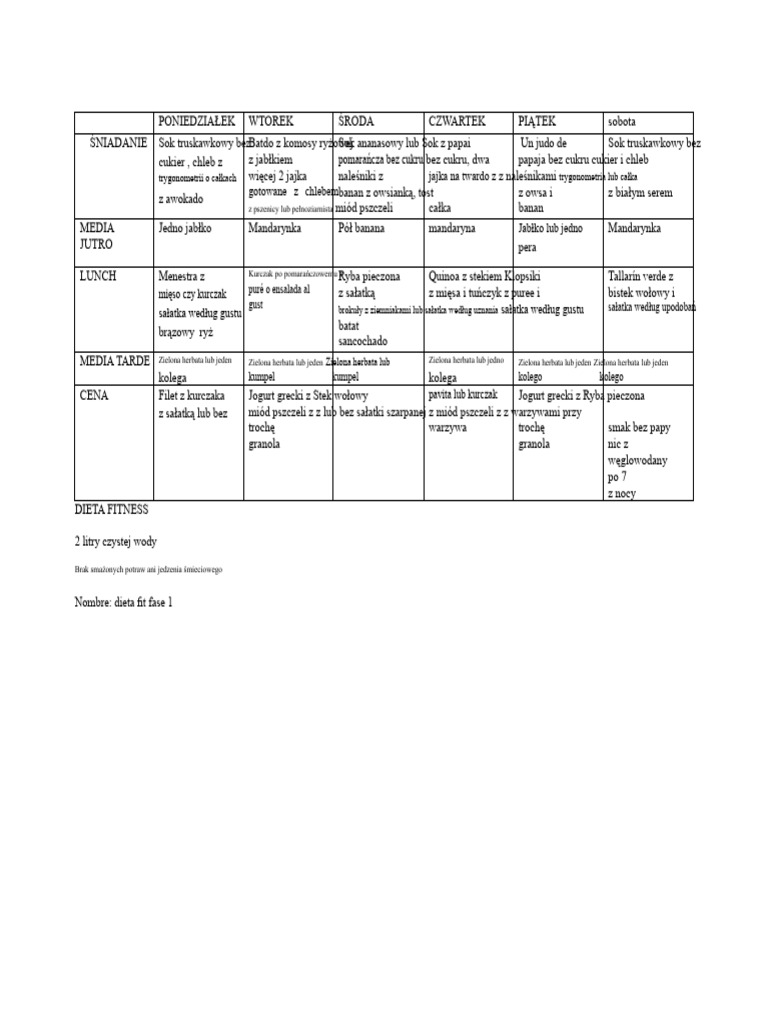 Dieta Fit Faza 1 | PDF