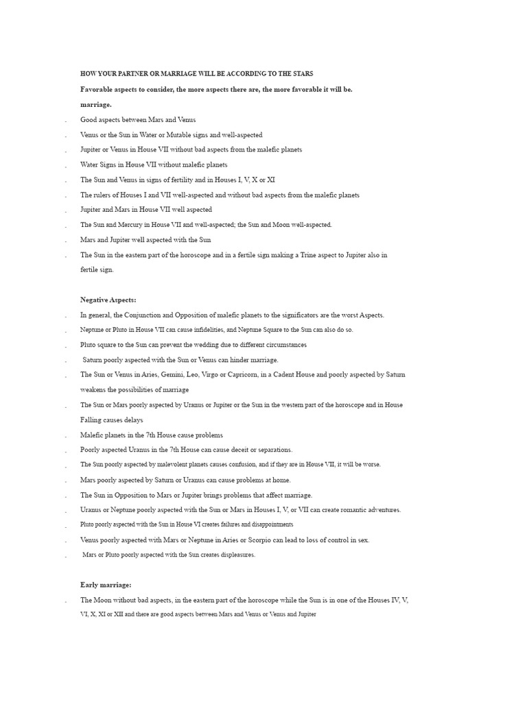 Astrological Insights on Marriage and Partners | PDF | Planets In ...