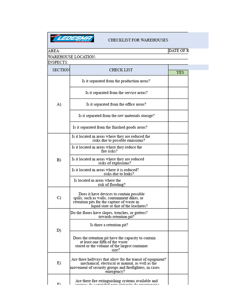Hazardous Waste Storage Check List NEW | PDF | Warehouse | Waste