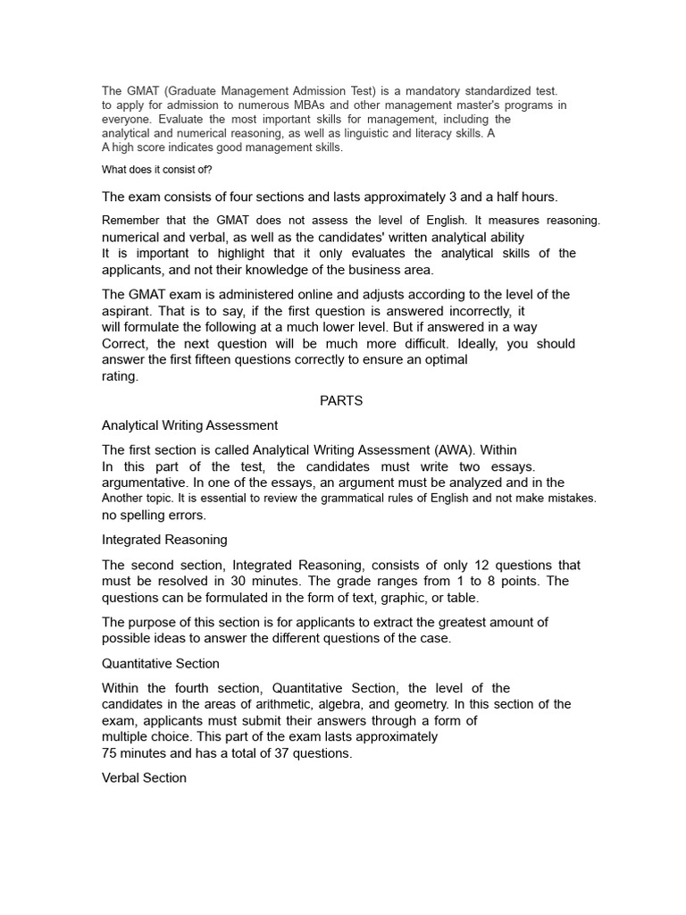 The GMAT | PDF | Graduate Management Admission Test | Evaluation