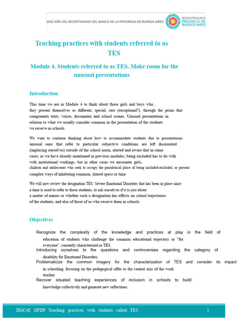 Teaching Practices With Students Referred To As TES | PDF | Special ...