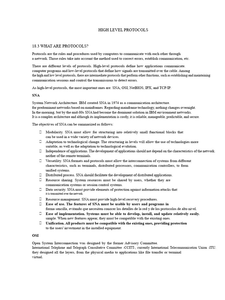 High-Level Protocols | PDF | Internet Protocols | Internet Protocol Suite