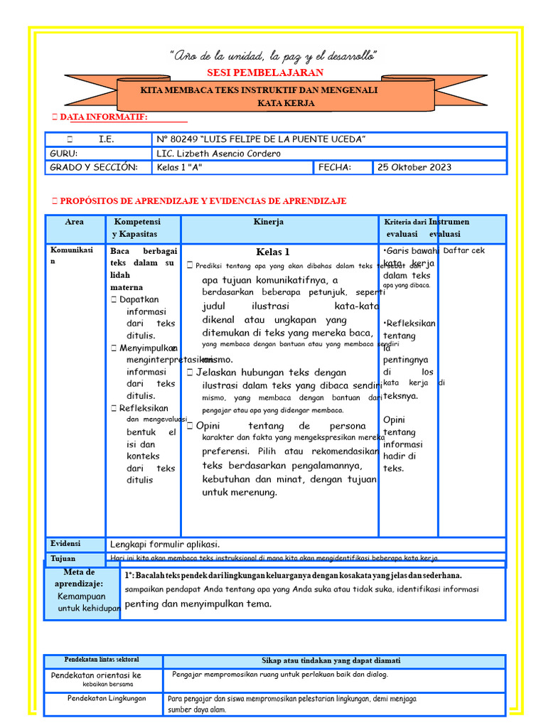 1º E10 S2 Sesi D3 Dengan Membaca Teks Instruktif Verba | PDF