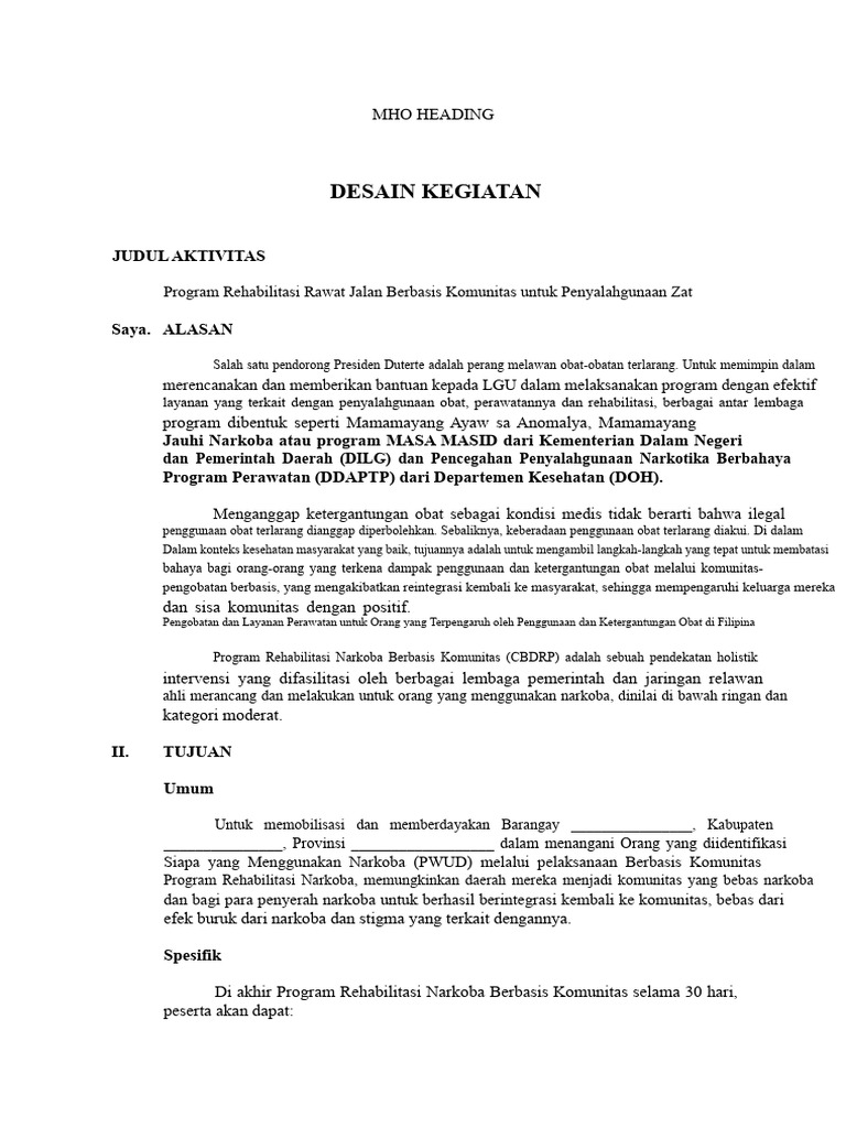 Desain Aktivitas CBDRP Contoh | PDF