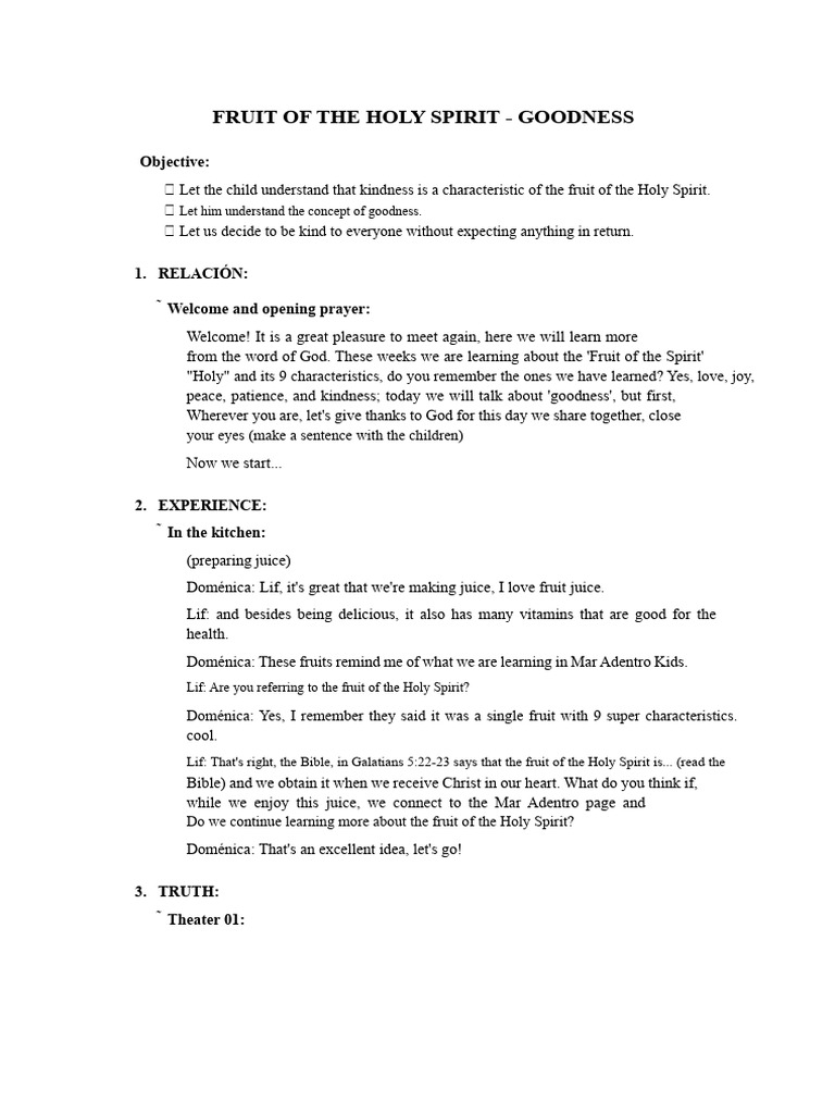 Fruit of The Spirit - Goodness | PDF | Fruit Of The Holy Spirit | Ruth ...