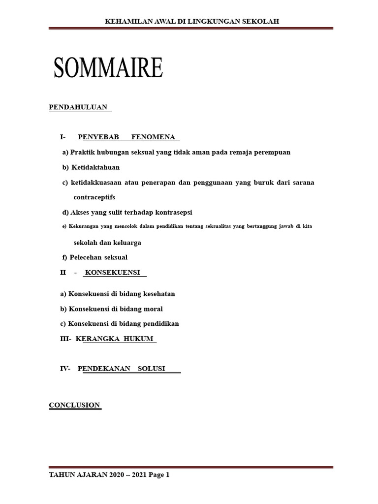 Kehamilan Dini di Sekolah: Penyebab & Solusi | PDF