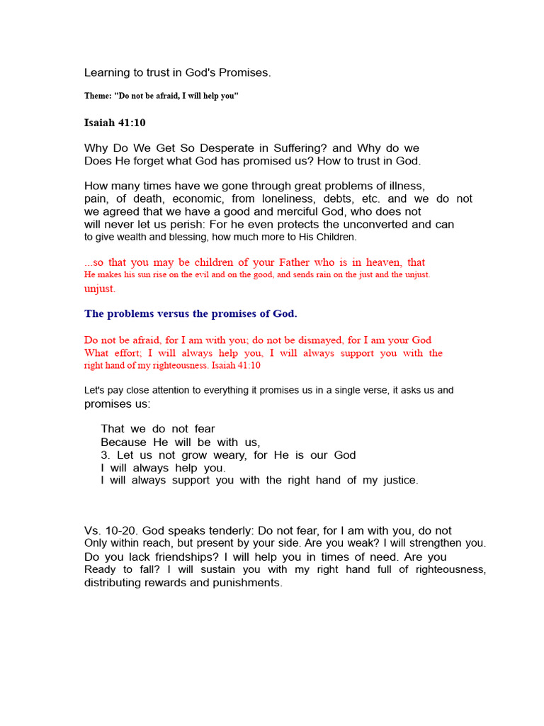 Learning To Trust in God's Promises | PDF | Divine Grace | Mercy