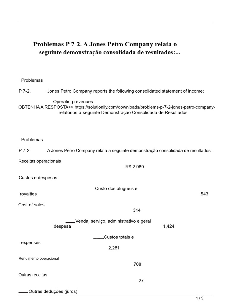 Demonstração de Resultados da Jones Petro | PDF | Renda | Economia ...
