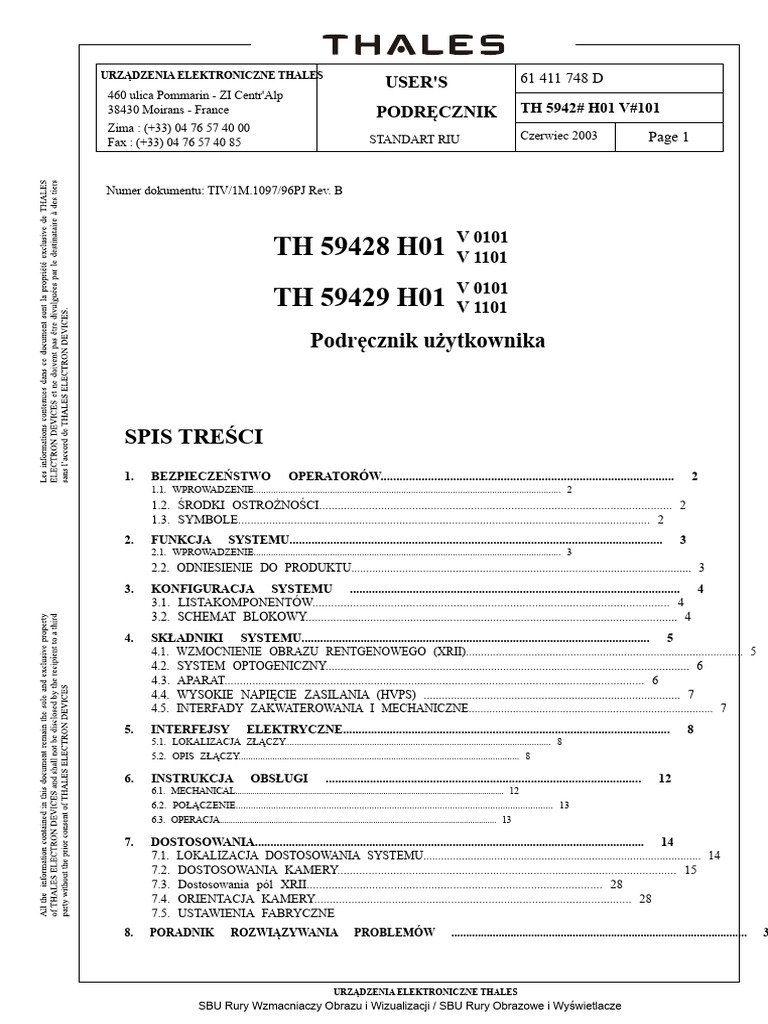 08-UM - TH 5942x H01 Vx101 - Instrukcja Obsługi | PDF