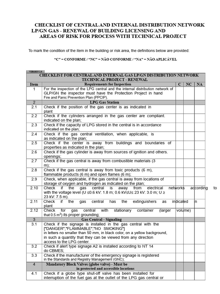 Gas Distribution Network Compliance Checklist | PDF | Pipe (Fluid ...