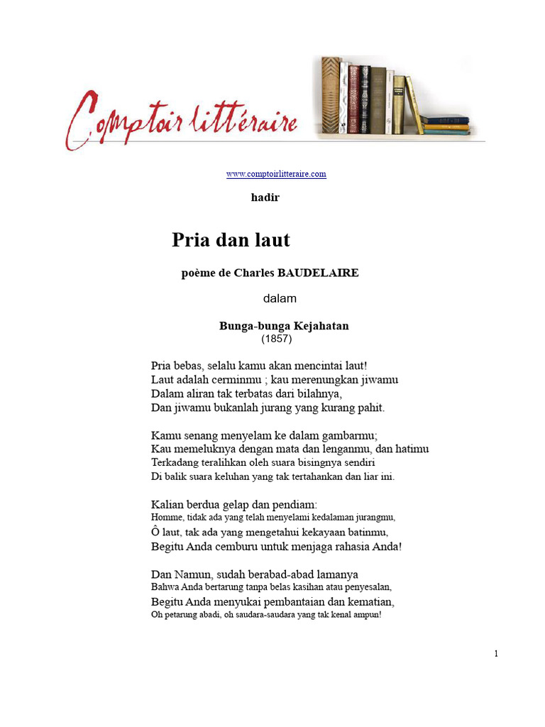 Analisis Puisi "Pria dan Laut" Baudelaire | PDF