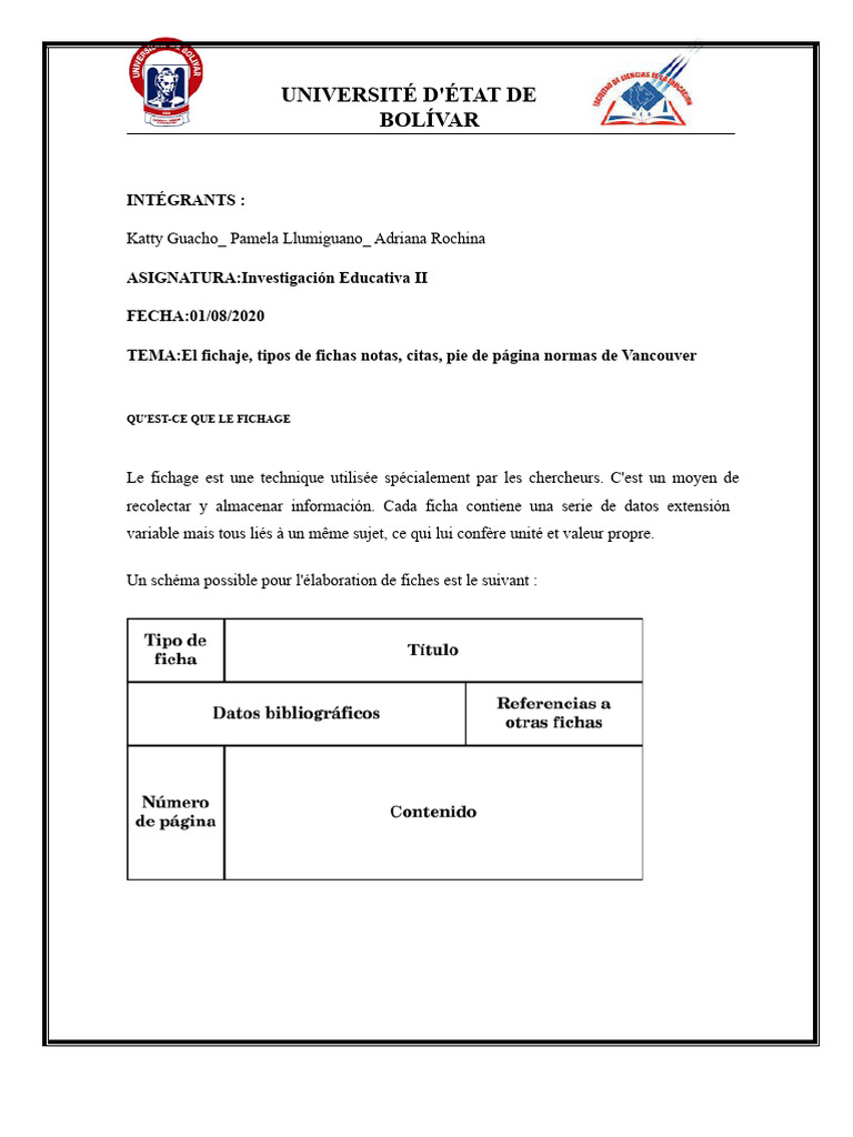 Types de fiches pour la recherche académique | PDF | Guillemet