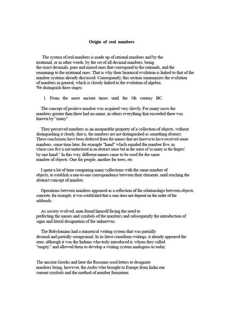 Origin of Real Numbers | PDF | Numbers | Real Number