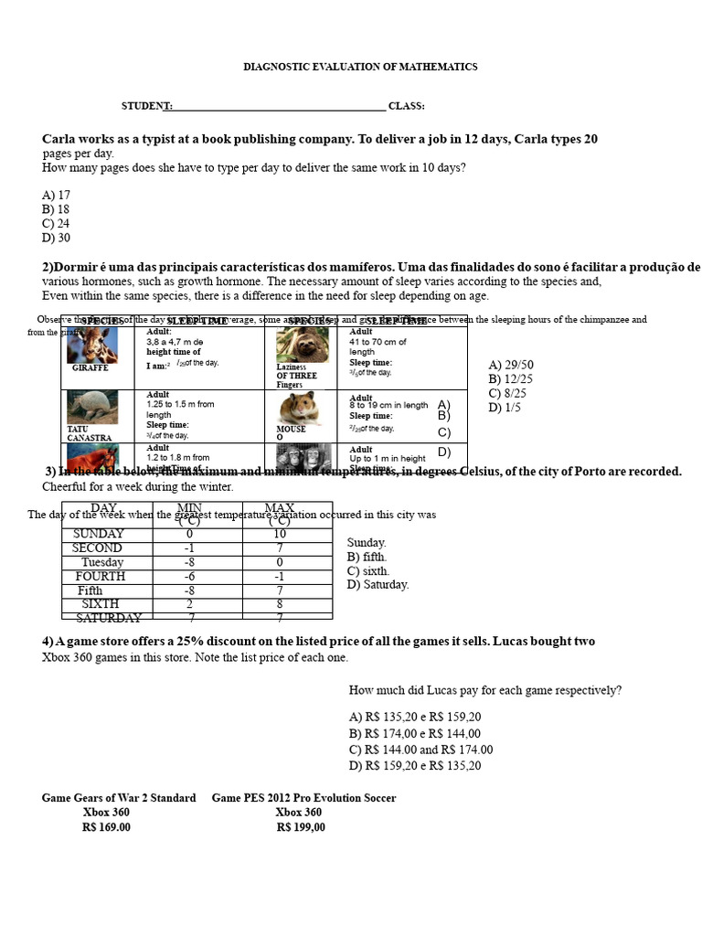 Diagnostic Assessment of 8th Grade Mathematics | PDF | Rectangle ...