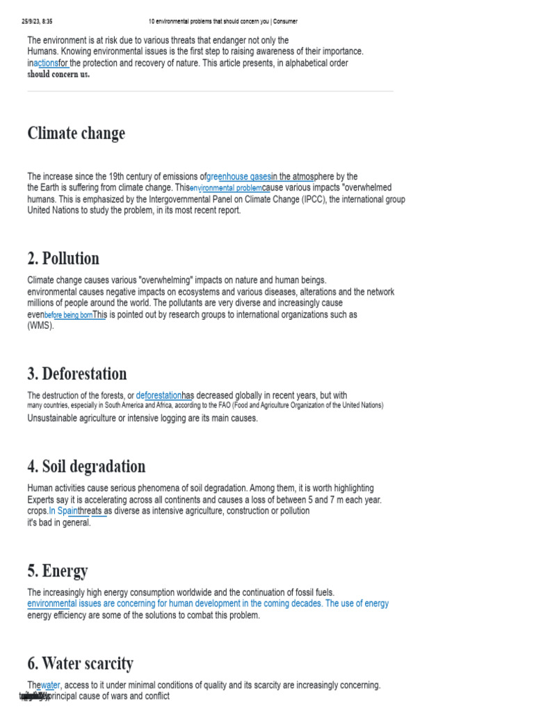 10 Environmental Problems That Should Concern You - Consumer | PDF ...