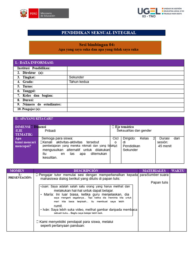 Sesi 04 - Apa Yang Saya Suka Dan Apa Yang Tidak Saya Suka - Kelas 2 - Siklus VI - Pendidikan ...