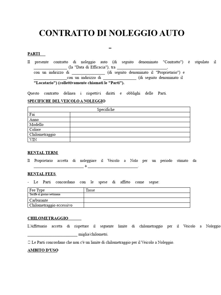 Noleggio Auto Per Un Mesenull