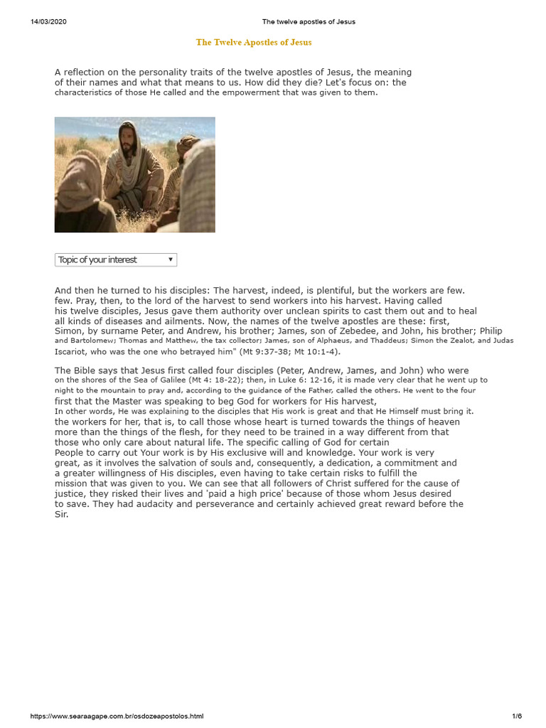 The Twelve Apostles of Jesus | PDF | Judas Iscariot | Jesus