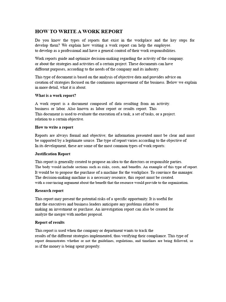 How To Make A Work Report | PDF | Methodology