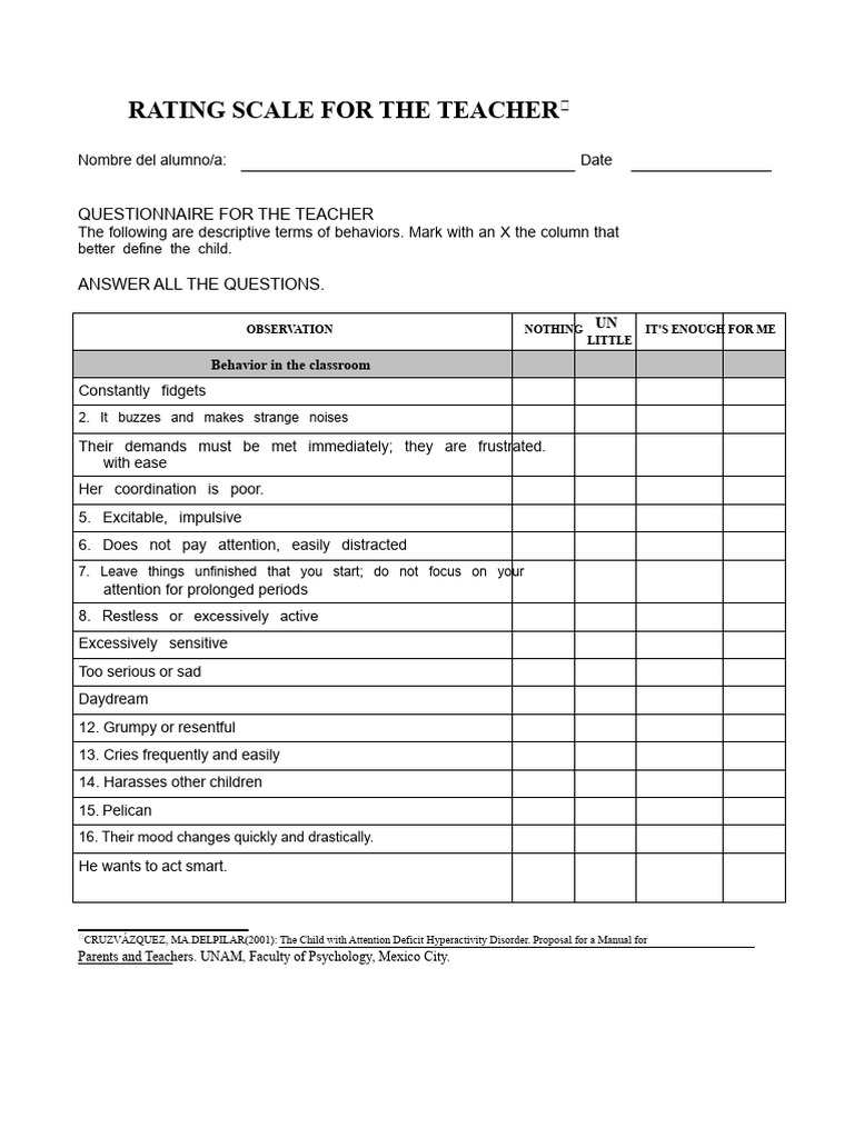 ADHD Assessment Scales I | PDF | Attention Deficit Hyperactivity ...