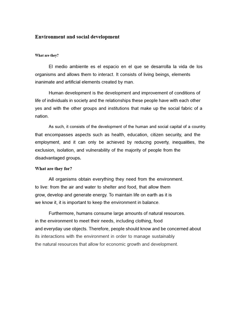 Environment and Social Development | PDF | Natural Environment | Poverty