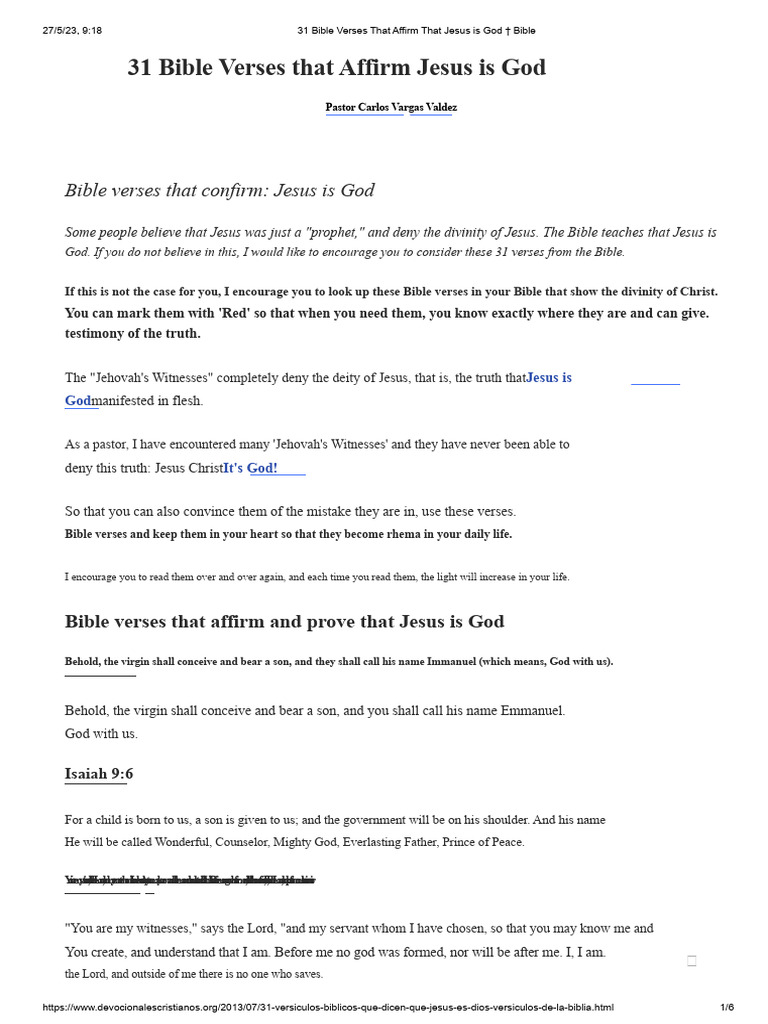 31 Verses Proving Jesus is God | PDF | Jesus | God