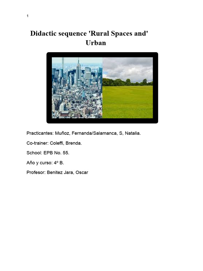 Didactic Sequence "Rural and Urban Spaces" | PDF | Water | Social Sciences