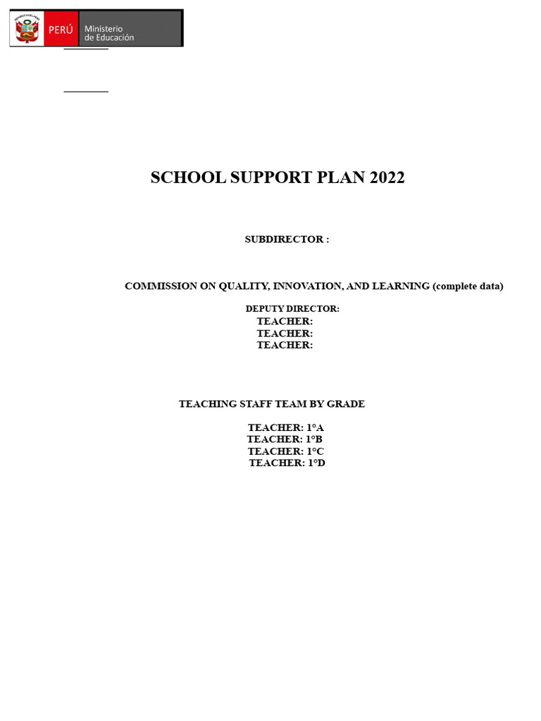 2022 School Support Plan Overview | PDF | Curriculum | Teachers