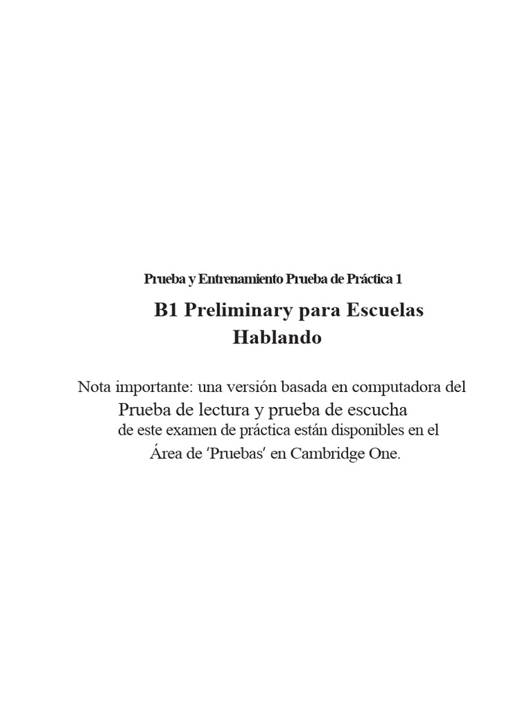 Prueba de Práctica 1 de Test y Entrenamiento B1 Preliminary para ...