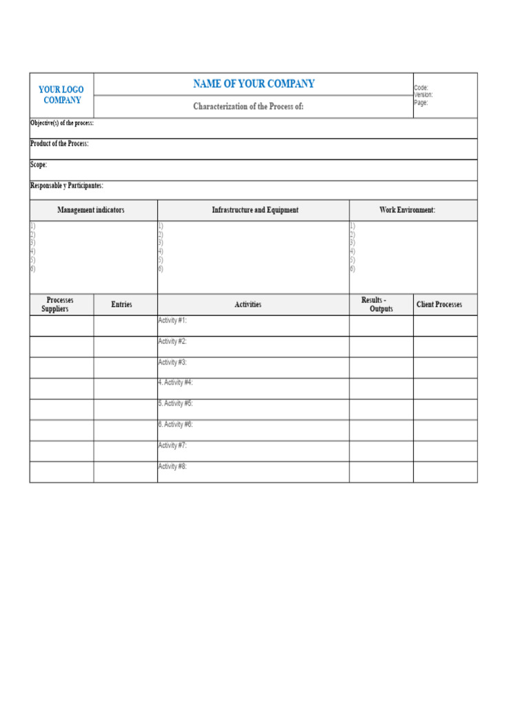 Template Process Characterization Excel Format Pdf