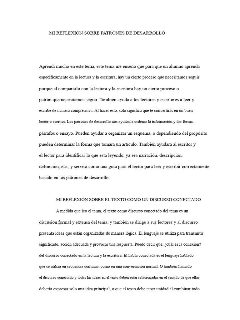 Mi Reflexión Sobre Los Patterns de Desarrollo | PDF | Escritores ...