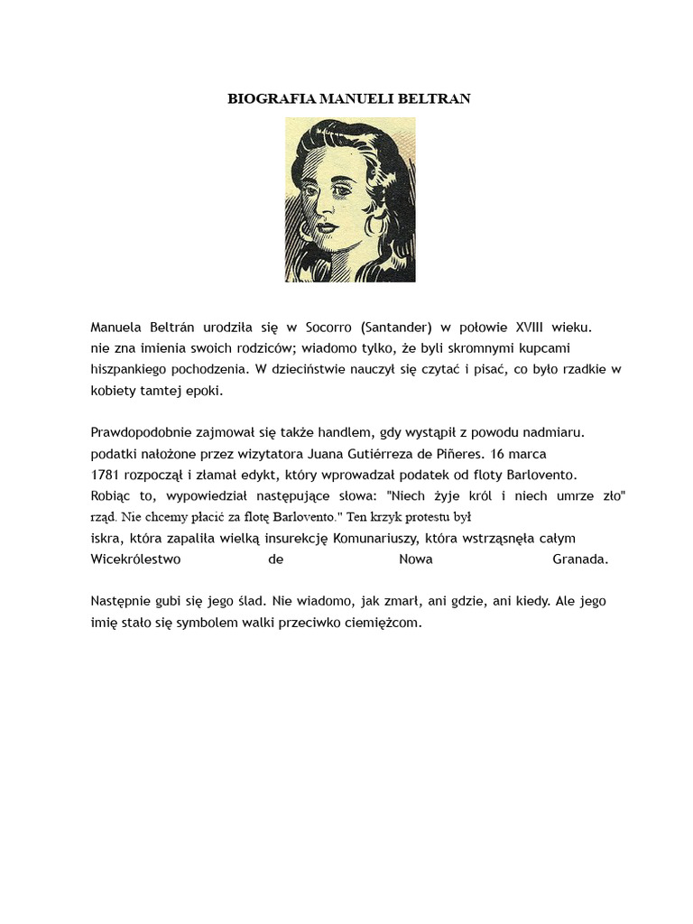 Biografie Bohaterów Niepodległości Nowej Granady | PDF