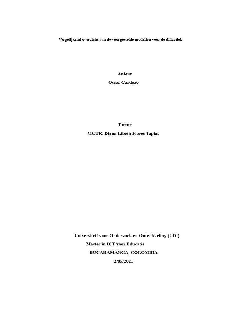 VERGELIJKINGSTABEL Didactische Modellen | PDF