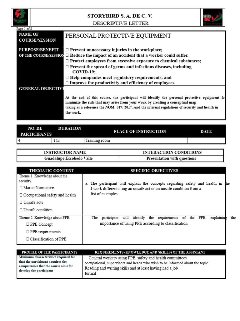 DESCRIPTIVE LETTER Personal Protective Equipment | PDF | Personal ...