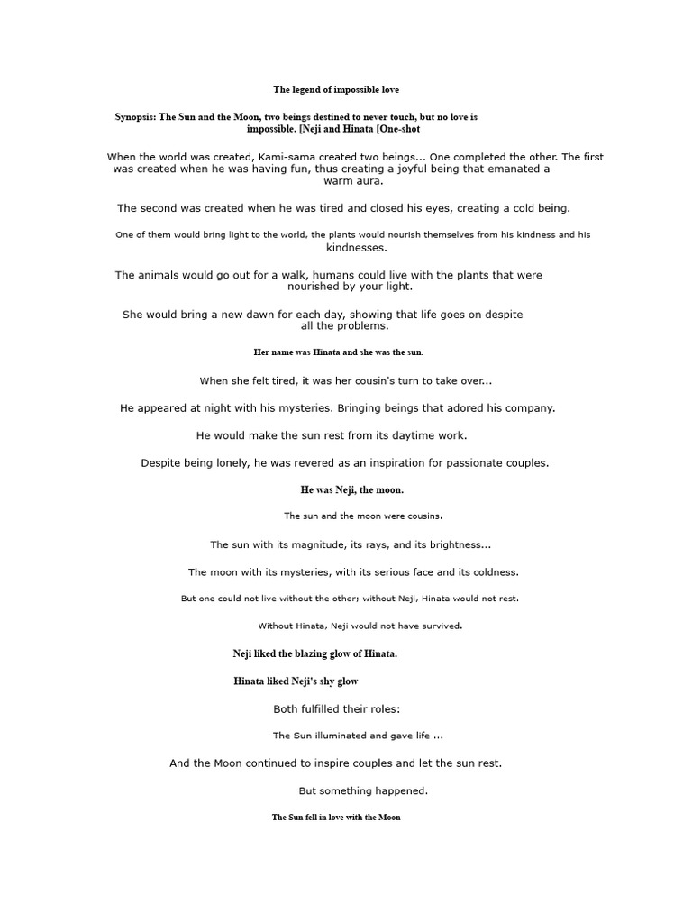 The Sun and Moon's Impossible Love | PDF