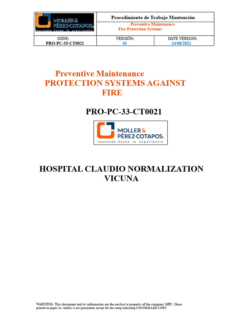PRO-PC-33 Preventive Maintenance Fire Protection System-Rev1 | PDF ...