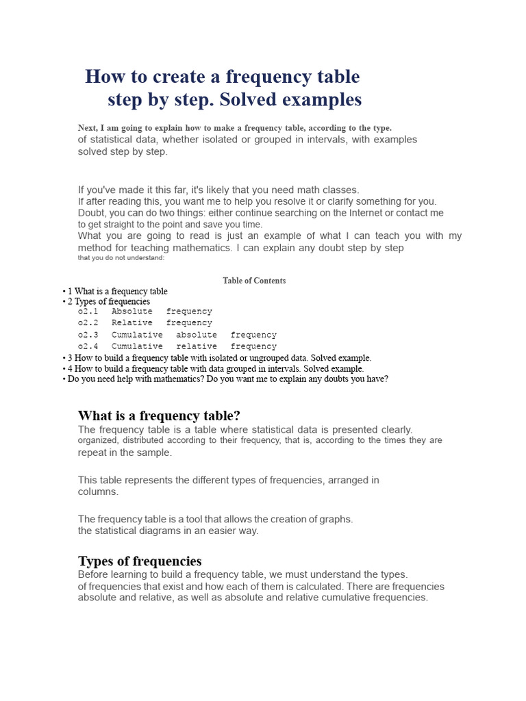 Frequency Table Creation Guide | PDF | Numbers | Mathematics