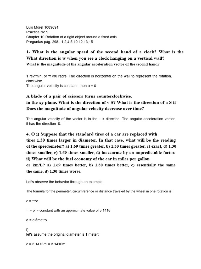 Practice 9 PDF | PDF | Rotation Around A Fixed Axis | Geometry