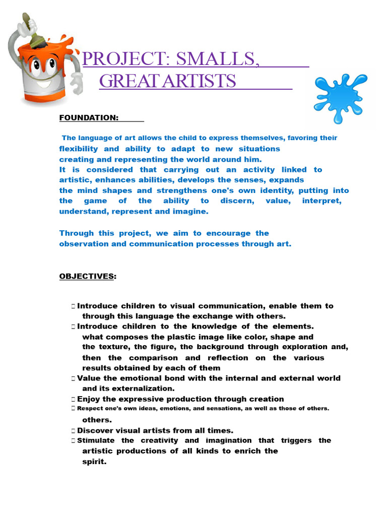 PROJECT Small Great Artists | PDF | Communication | Creativity