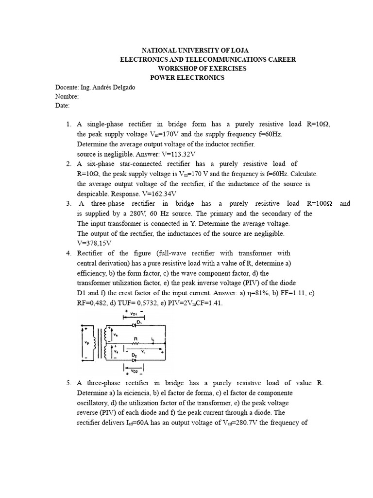 Exercise Workshop | PDF | Rectifier | Power Electronics