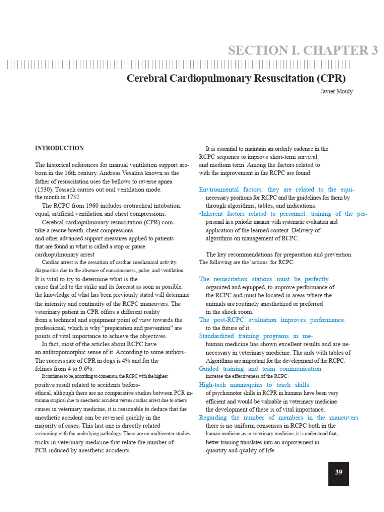 Emergencies and Critical Care in Small Animals | PDF | Cardiopulmonary ...