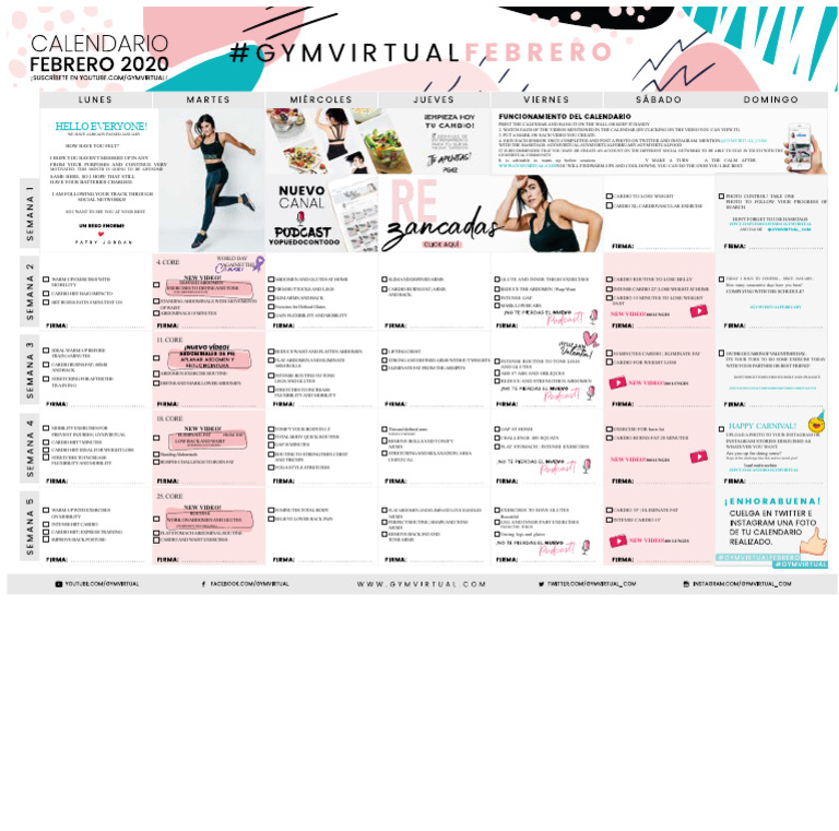 February Gym Calendar | PDF | Aerobic Exercise | High Intensity ...