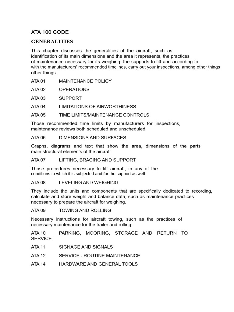 Ata 100 Code | PDF | Engines | Aircraft