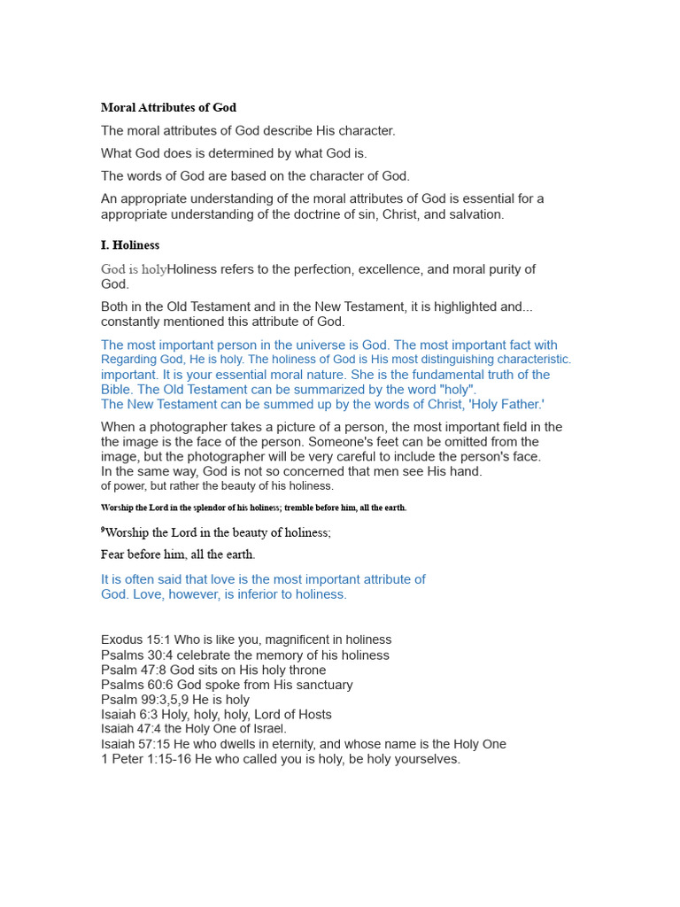 Understanding God's Moral Attributes | PDF | God | Holiness Movement