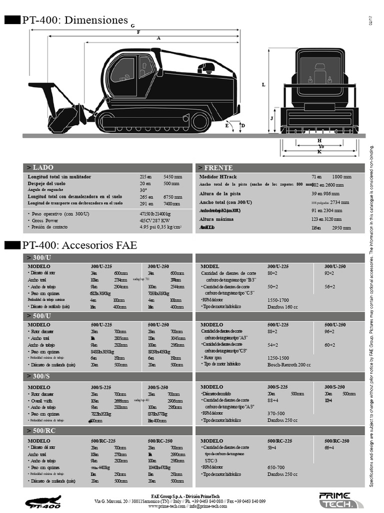 EN PT-400 Especificaciones Técnicas 03-17 | PDF