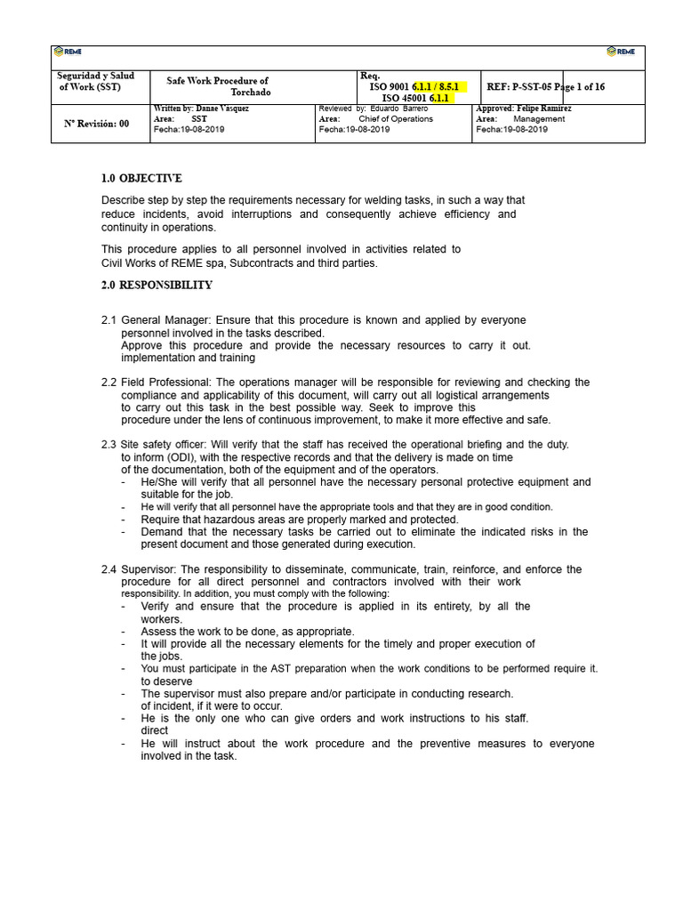 P-SST-05-CC 21 Torch Procedure | PDF | Welding | Construction